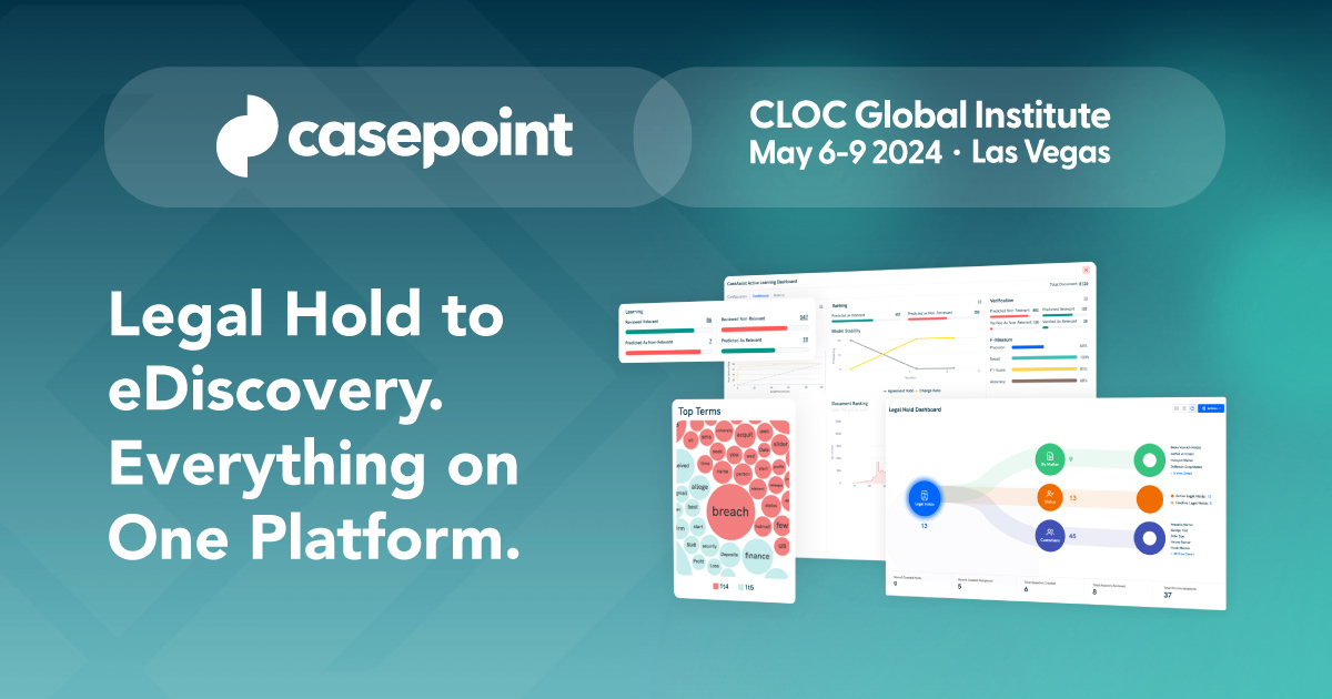 Casepoint at CLOC 2024 | Most Innovative Legal Hold and eDiscovery Solution